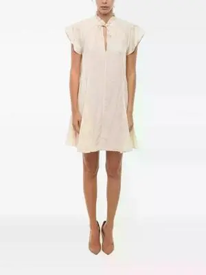 SAMSOE SAMSOE Karookh Ruffle-collar Mini Dress - Neutrals