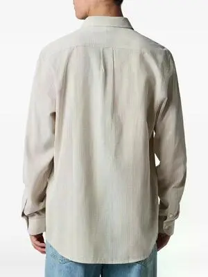 Paul Smith Regular-fit Taupe Textured-stripe Shirt