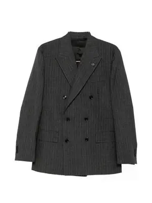 LARDINI Pinstripe-pattern Double-breasted Blazer - Grey