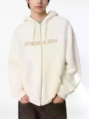 Axel Arigato Rhys Logo-embroidered Zip-up Hoodie - Neutrals