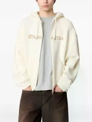 Axel Arigato Rhys Logo-embroidered Zip-up Hoodie - Neutrals