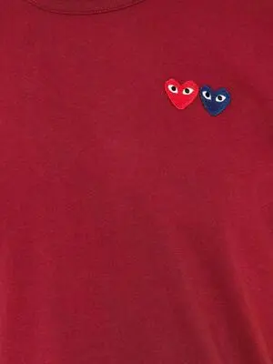 Play Comme Des Garcon Play Double Heart-patch T-shirt - Red