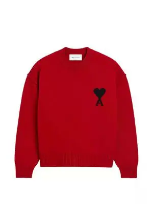 AMI Paris Crew-neck Wool Sweater With De Coeur