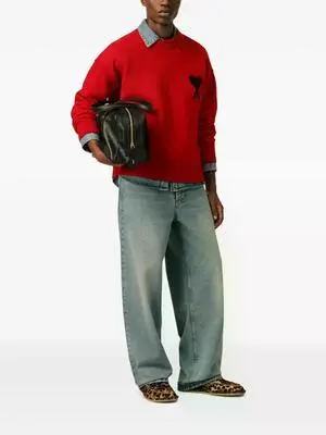 AMI Paris Crew-neck Wool Sweater With De Coeur