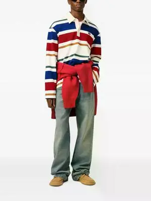 AMI Paris Striped Cotton Polo With Patch