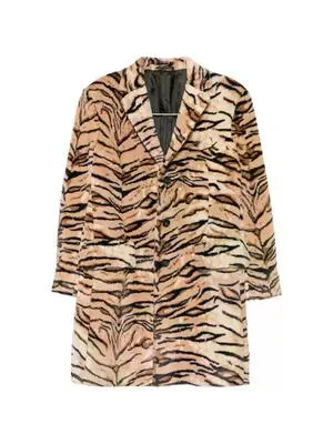 REVERES 1949 Tiger-print Notched-lapel Coat - Neutrals
