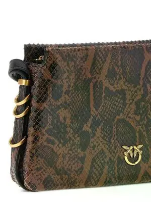 Pinko Love Birds Python-print Leather Crossbody Bag - Brown