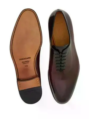 FERRAGAMO Tramezza Lace-up Leather Oxford Shoes - Red