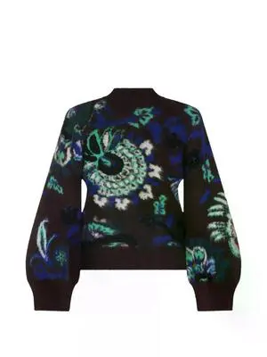 Sacai Embroidered Floral-intarsia Sweater