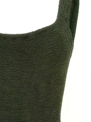 Hunza G Crinkle-effect Square-neck Swimsuit - Green