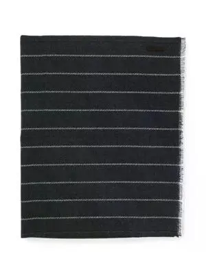 Zegna Stripe-print Fringed Scarf - Grey