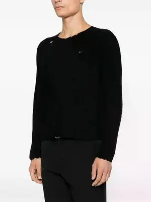 SECOND / LAYER Distressed Waffle Knit Sweater