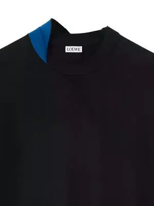 Loewe Fine Knit Asymmetric Neck Sweater With Embroidered Anagram Logo