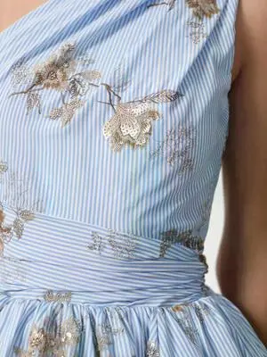AKNVAS Paula Sequin-embellished One-shoulder Mini Dress - Blue