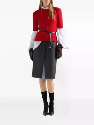 Prada Light Mohair And Chambray Skirt
