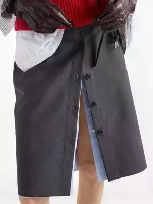 Prada Light Mohair And Chambray Skirt