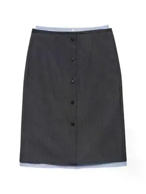 Prada Light Mohair And Chambray Skirt