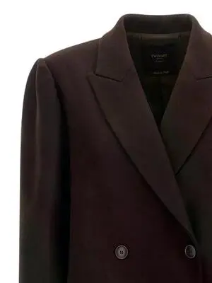 TWINSET Double-breasted Puff-sleeve Coat - Brown