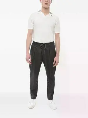 PAOLO PECORA Pleated-detailing Drawstring-fastening Tailored-design Trousers - Grey