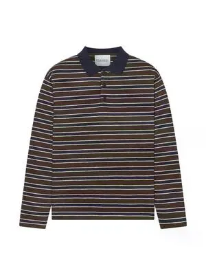 Closed Striped Long-sleeve Polo Shirt - Brown
