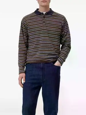 Closed Striped Long-sleeve Polo Shirt