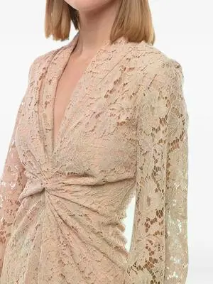 SUPER BLOND Lace Long-sleeve Mini Dress - Neutrals