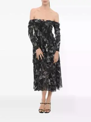 ALLSAINTS Devyn Peggy Floral Print Off-the-shoulder Midi Dress