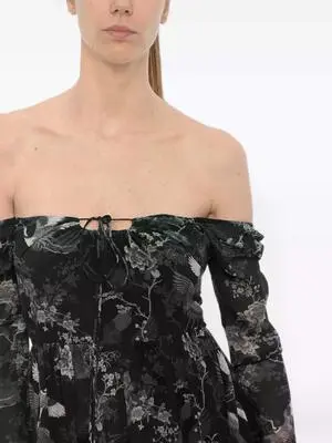 ALLSAINTS Devyn Peggy Floral Print Off-the-shoulder Midi Dress