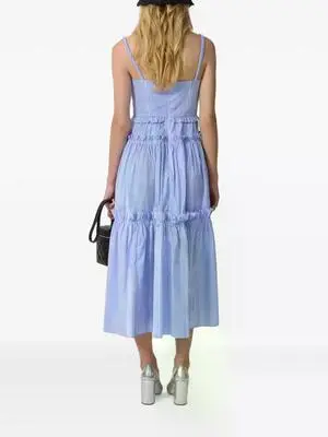 AKNVAS Floral-appliqué Ruffled Midi Dress