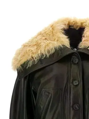 Attico Contrast-collar Leather Jacket
