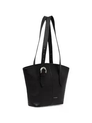 COCCINELLE Buckle-detail Pebbled Tote Bag - Black
