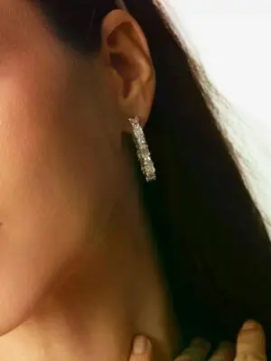 FANTASIA BY DESERIO Hoop Earrings With Emerald Cut And Round Cut Cubic Zirconia