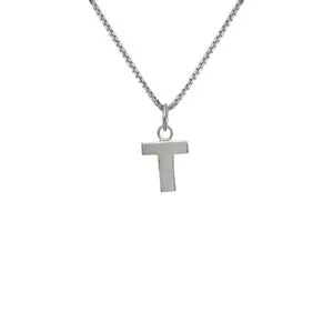 EDGE ONLY Letter Pendant "t" Initial Necklace Sterling - Silver