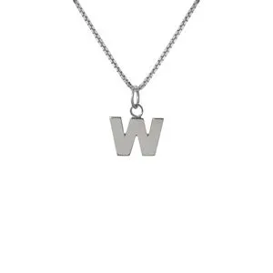 EDGE ONLY Letter Pendant "w" Initial Necklace Sterling - Silver