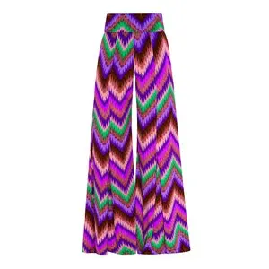 BEATRICE VON TRESCKOW Ikat Stretch Bell Bottom Flare Trousers - Purple