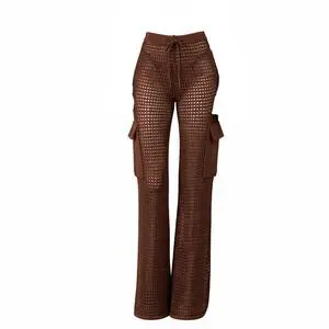 BELLETAGE SWIMWEAR The Off-weekend Crochet Cargo Pants - Brown