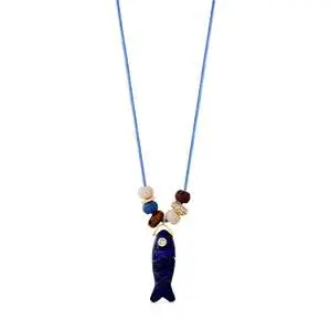 HANNAH B. JEWELRY Long Fish Charm Necklace - Blue
