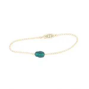 SALOME Gold / Green Emerald Scarab Bracelet - Gold/green