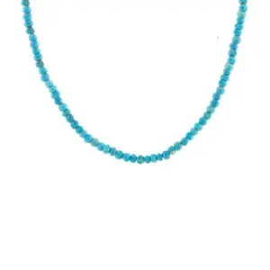 Kris Nations Turquoise Faceted Gemstone Beaded Necklace - Gold