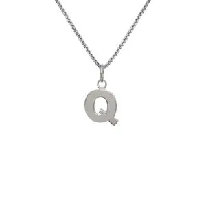 EDGE ONLY Letter Pendant "q" Initial Necklace Sterling - Silver