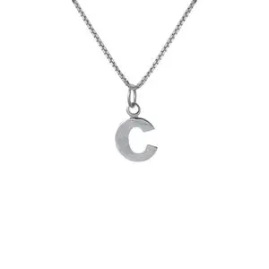 EDGE ONLY Letter Pendant "c" Initial Necklace Sterling - Silver