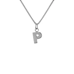 EDGE ONLY Letter Pendant "p" Initial Necklace Sterling - Silver