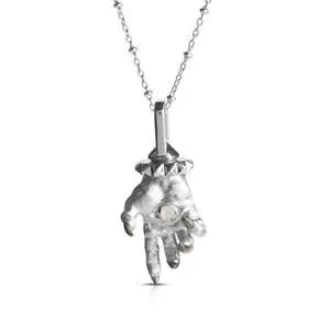 KASUN LONDON Hand Of The Protector Pendant June Moonstone - Silver