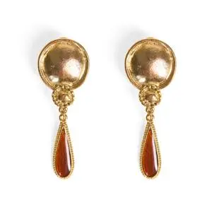CARAMEL VINTAGE JEWELLERY Amber Tear Drops - Gold