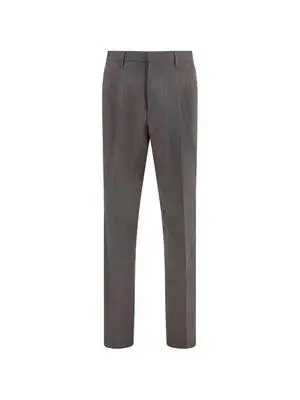 LARDINI Houndstooth-pattern Straight-leg Trousers - Grey