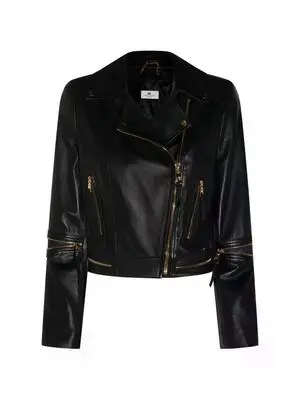 Elisabetta Franchi Zip-detail Leather Jacket - Black