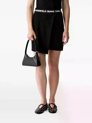 Karl Lagerfeld Logo-waistband Wrap Mini Skirt - Black