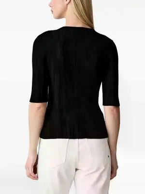 Karl Lagerfeld Ribbed Knit Crewneck Short-sleeve Top