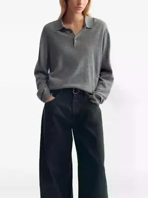 NILI LOTAN Jovan Cashmere Polo Sweater - Grey