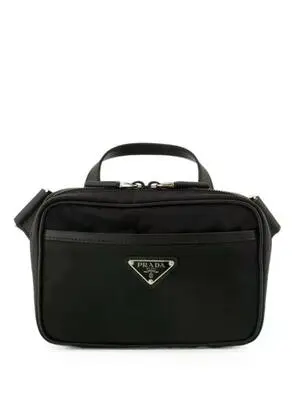 Prada Re-nylon Leather Messenger Bag - Black